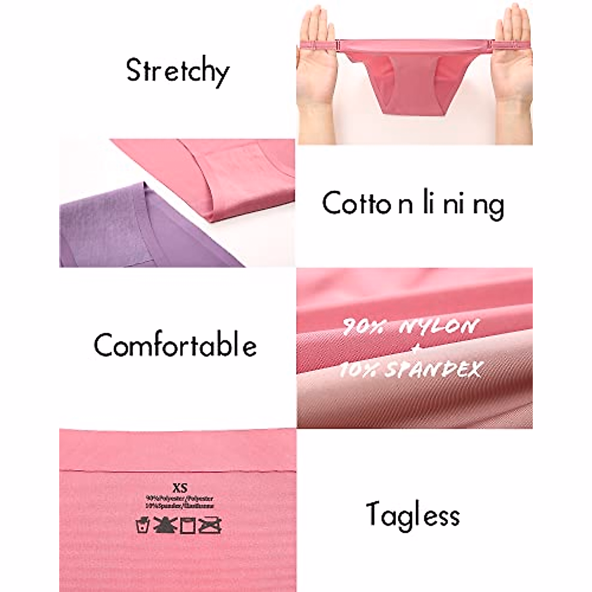 ROSYCORAL Womens Seamless Underwear Adjustable Undies No Show Hipster Bikini Panties Sexy Cheeky 6 Pack S-XL (L)