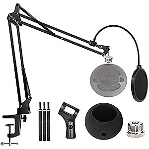 Windscreen and Dual Layered Pop Filter Heavy Duty Mic Arm,Broadcasting
