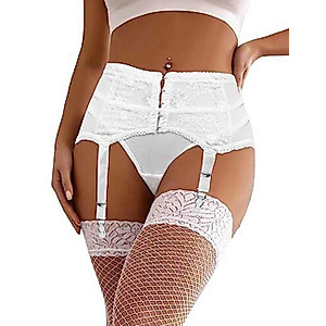 Love Salve Lingerie for Women - Sexy 2-Piece Garter Belt Set with Lace & Adjustable Straps - Valentine's Day Lingerie Women - Garter Belt with Stockings for Women - Perfect Fit & Curves Enhancement