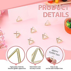 100 PCS Card Holders, Triangular Table Card Holders, Table Top Thick and Sturdy Photo Holders, Mini Business Card Holders, Place Cards for Party, Anniversary, Banquet, Holiday Decoration (Gold)