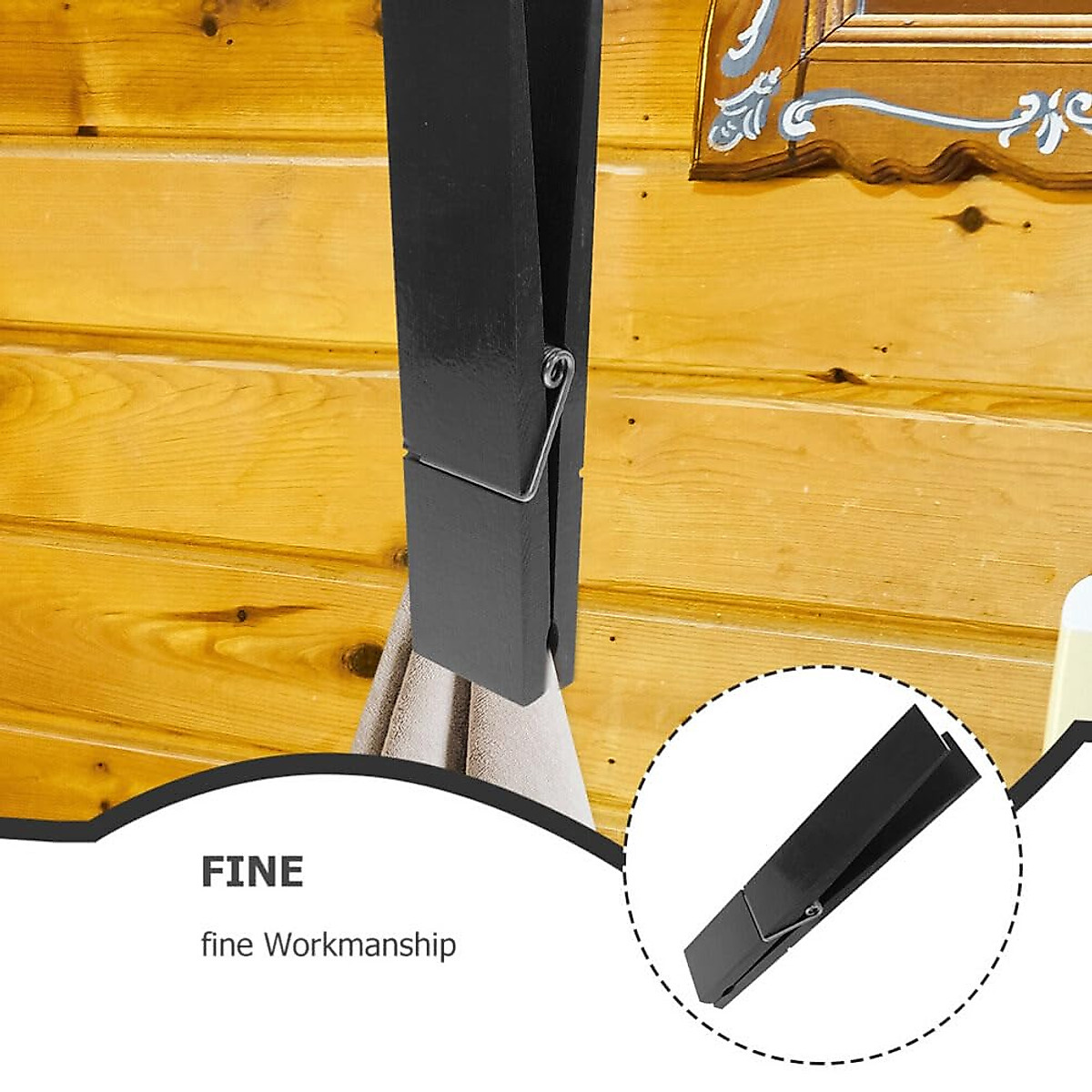 ABOOFAN Jumbo Wood Clothespin Towel Holders Giant Clothes Clip Hooks Wall Mounted Towel Clip Clothes Pins Hooks for Wedding Farmhouse Bathroom Laundry Room