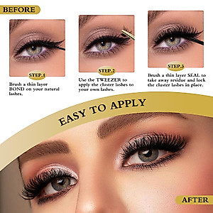 QUEWEL 10ML Lash Clusters Overnight Seal Long-Lasting Mild Formula Cluster Lashes Seal +Lash Clusters Glue Remover 150ml Cluster Lashes Remover for DIY Lash Extensions