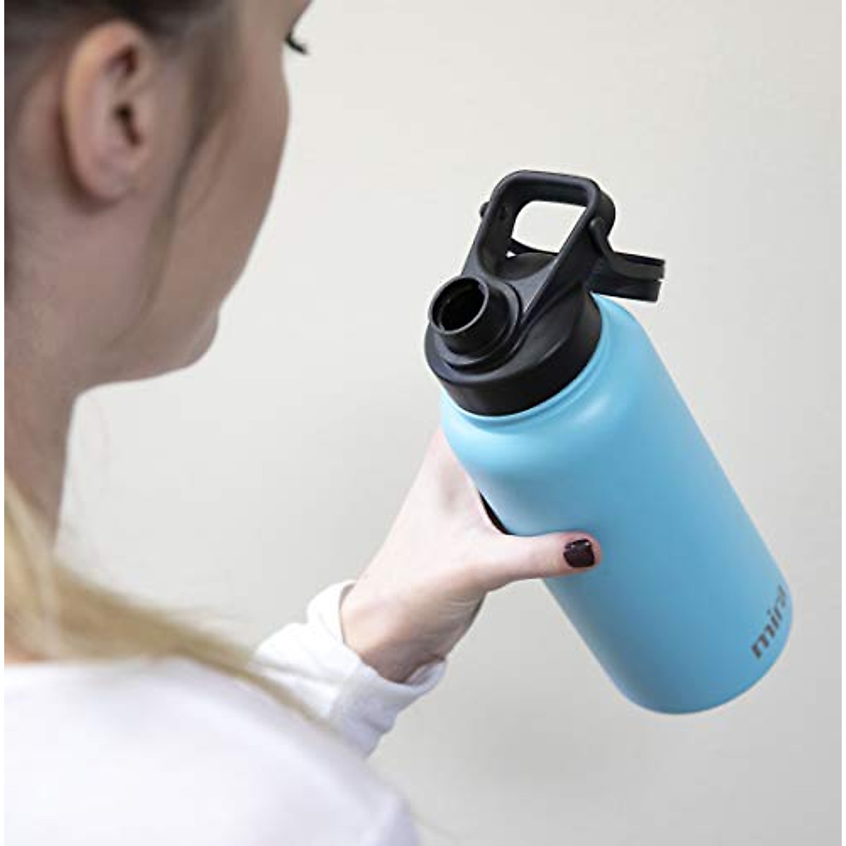 MIRA 24 oz Stainless Steel Water Bottle - Hydro Vacuum Insulated Metal Thermos Flask Keeps Cold for 24 Hours, Hot for 12 Hours - BPA-Free Spout Lid Cap - Black