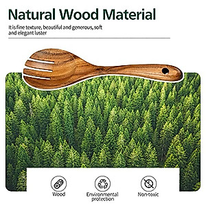 Salad Servers, Wood Salad Tongs, 10.2in Salad Spoon and Fork Set, Long Handle Salad Server Set for Mixing, Tossing and Cooking (Salad Spoon and Fork Set)