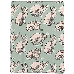 Hairless Naked Cats Sphynx Cats Mint Green Blanket,Fleece Throw Blanket Super Soft Warm Therma Plush Bed Couch Living Room