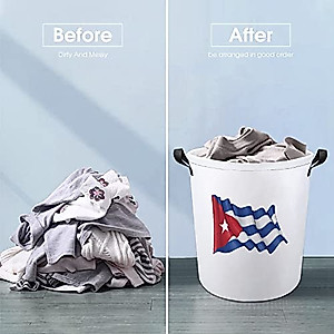 Cuba Flag Large Laundry Basket Hamper Bag Washing with Handles for College Dorm Portable