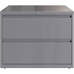 Hirsh 36in Wide HL10000 Series 2 Drawer Metal Lateral File Cabinet Arctic Silver