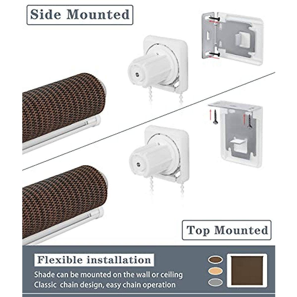 CICADA SPEECH Outdoor Roller Shade Roll Up Shade Cloth Patio Blinds for Deck Porch Balcony Backyard (8' W X 6' L), Coffee…