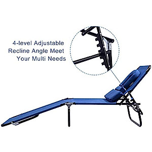 ReunionG Folding Bench Chair with A Hole for Face Down, Adjustable Chaise Lounge Chair with 4-Level Reclining Positions and Removable Pillows, Outdoor Recliner Chair for Beach, Pool, Lawn and Patio
