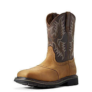 Ariat Mens Sierra Wide Square Toe Steel Toe Work Boot Aged Bark 8