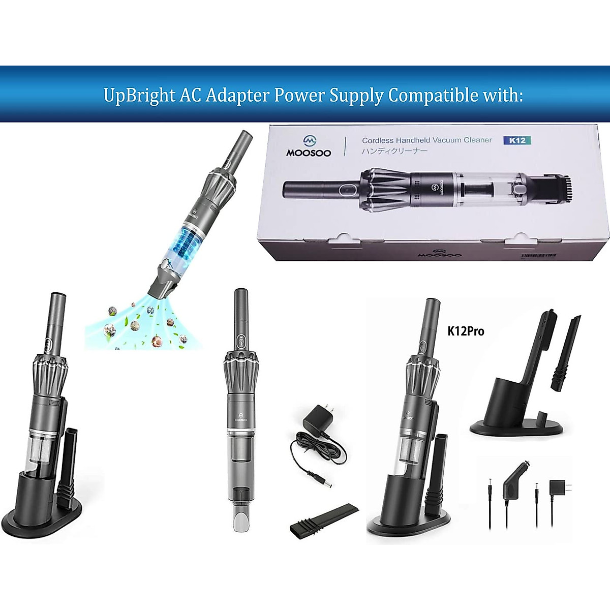 UpBright 14V AC/DC Adapter Compatible with MOOSOO K12 Pro K12Pro K12M K12-M 12KPa Lithium-Ion 11.1V 12V 2500mAh Cordless Mini Handheld Vacuum Cleaner 3YE GQ06-140050-ZU Power Supply Battery Charger