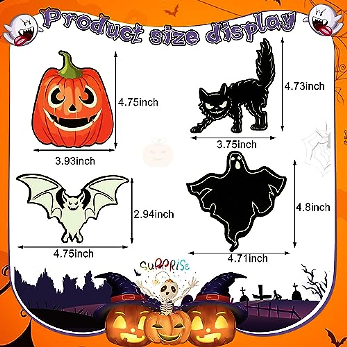 Halloween Magnetic Decorations Stickers, JULMELON 22pcs Pumpkin Bat Car Magnets Decorations Accessories for Halloween Party Supplies Fridge Car Garage Door Cruise Decor