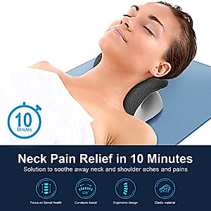 Liipoo Heated Neck Stretcher with Magnetic Therapy Pillowcase, Neck and Shoulder Relaxer Pillows, Cervical Traction Device for Relieve TMJ Headache Muscle Tension Spine Alignment…