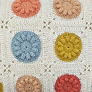 SARO LIFESTYLE Crochetage Collection Poly Filled Crochet Throw Pillow, 12" x 16", Multi