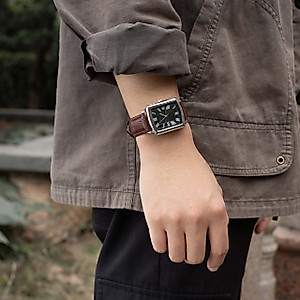 EACHE 18mm Croco Brown Leather Watch Bands, Classical Genuine Leather Watch Strap for Men Women Dark Brown With Gold Buckle