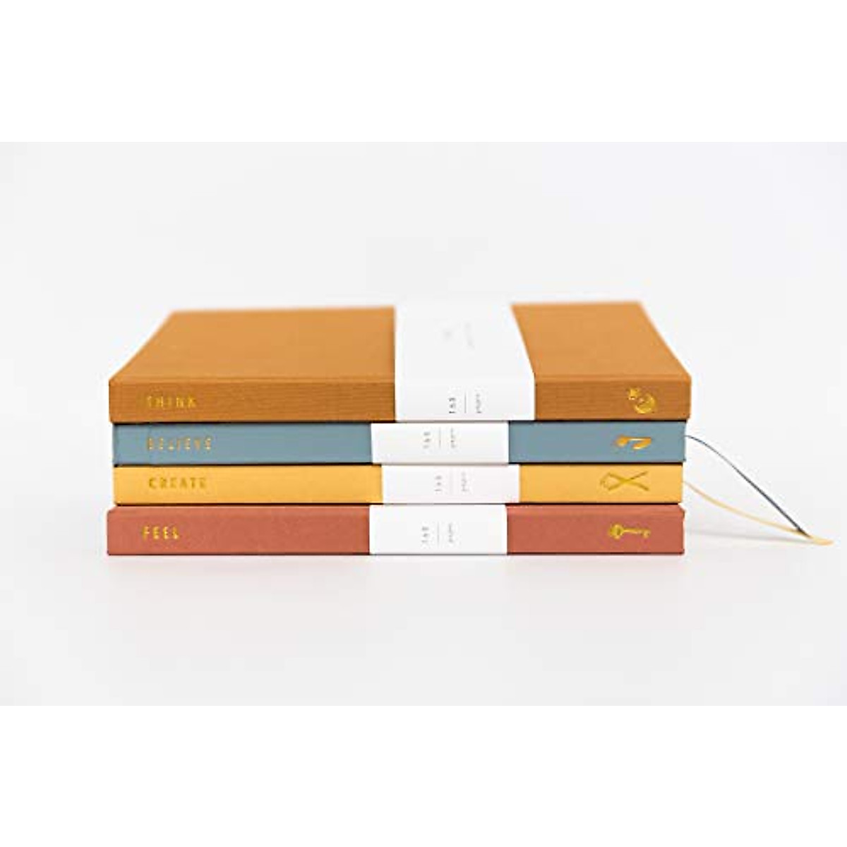 Promptly Journals, Blank Journal: THINK/BELIEVE/FEEL (Dusty Rose, Pink, Linen) | Layflat Notebook | Ruled Journal | Journal Notebook | Gifts for Women and Men