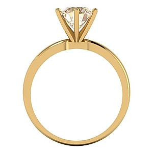 Clara Pucci 1.50 ct Round Cut Solitaire Natural Brown Morganite Engagement Bridal Promise Anniversary Ring in 18K yellow Gold Size 3.5