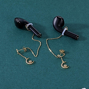 AoedeJ Anti-lost Holder Earrings for AirPods 14K Gold Plated Wireless Earbuds Earrings Dangle Earring Wireless Earphone Holder Strap Compatible with AirPods Pro 1 & 2 (Ear Stud-1)