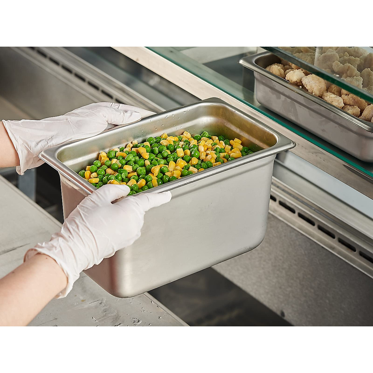 CURTA 6 Pack Anti-Jam Slotted Hotel Pans with Lids, 1/4 Size 2 1/2 Inch Deep, NSF Commercial 18/8 Stainless Steel Chafing Steam Table Food Pan with Covers