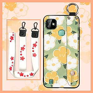 Original Lanyard Lulumi Phone Case for infinix X612/Smart HD 2021, Durable Sunflower Back Cover Painting Flowers Anti-dust for Girls Shockproof Dirt-Resistant Phone Holder Soft Wristband, 5