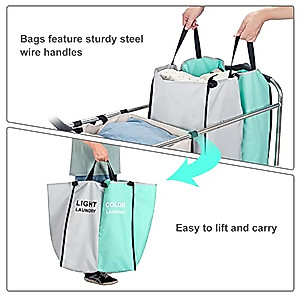 320L Laundry Basket Sorter, 4 Section Laundry Hamper Bag Closet Storage Organizer for Dirty Clothes in Laundry Room Bedroom Storage Organization (4-Section GREEN)