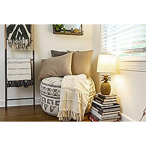 Creative Co-Op Cream Cotton Blend Chenille Fringe Blankets and Throws, Off-White