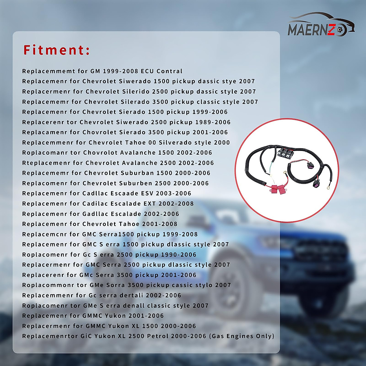 Maernz Dual Electric Fan Wiring Kit Compatible with GM 1999–2006 ECU Control Dual Electric Fan Wiring Harness Kit Replaces# 7L5533A226T 7l5533a226t