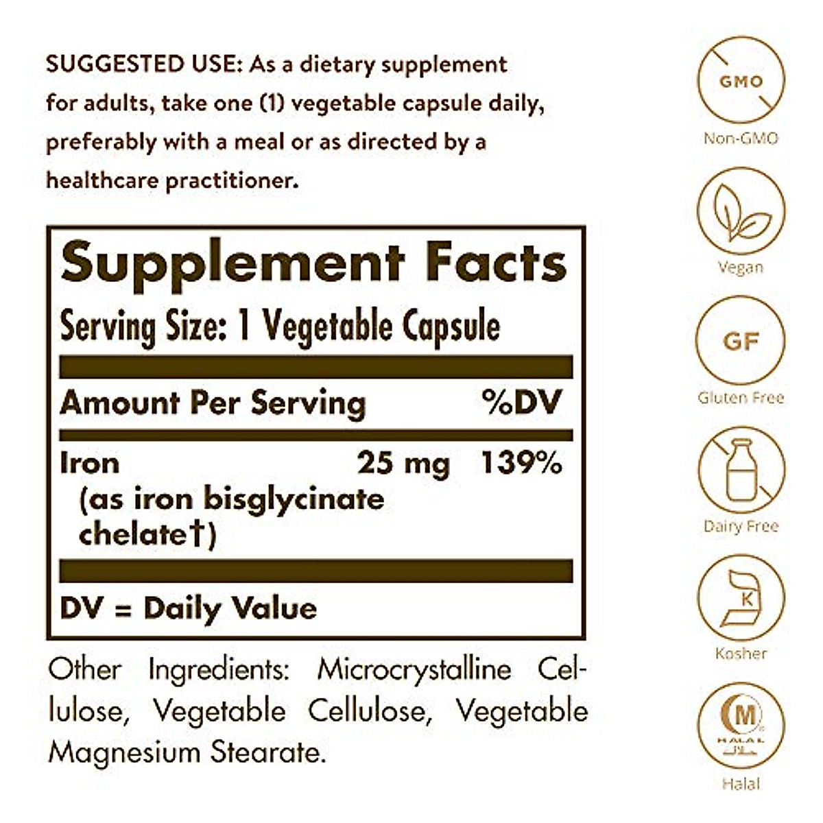 Solgar Gentle Iron, 240 Vegetable Capsules - Ideal for Sensitive Stomachs - Non-Constipating  - Red Blood Cell Supplement - Non GMO, Vegan, Gluten Free, Dairy Free, Kosher - 240 Servings