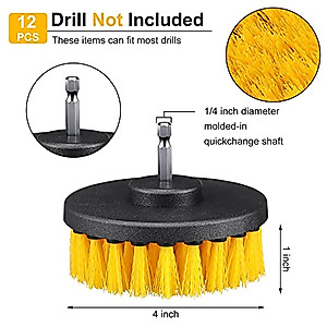 6 Pcs Drill Brush Attachment Power Scrubber Cleaning Kit Multi Purpose Drill Brush Set Drill Scrubber Brush Kit Cleaning Brushes for Drill Bathroom Surfaces Tub Grout Shower Kitchen (Yellow)