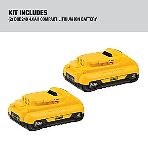 DEWALT 20V MAX* Batteries, Compact, 4.0-Ah, 2-Pack (DCB240-2)