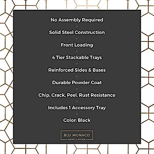 Blu Monaco Desk Organizers and Accessories Stackable Paper Tray - 4 Tier Stackable Letter Trays - Black Metal Mesh File Holder Organizer