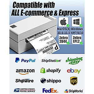 Memoking Thermal Shipping Label Printer with Label Holder - High Speed Desktop Label Printer for Shipping Packages for Windows & MacOS - HD 4x6 Shipping Label Printer for Small Business Package/Logo