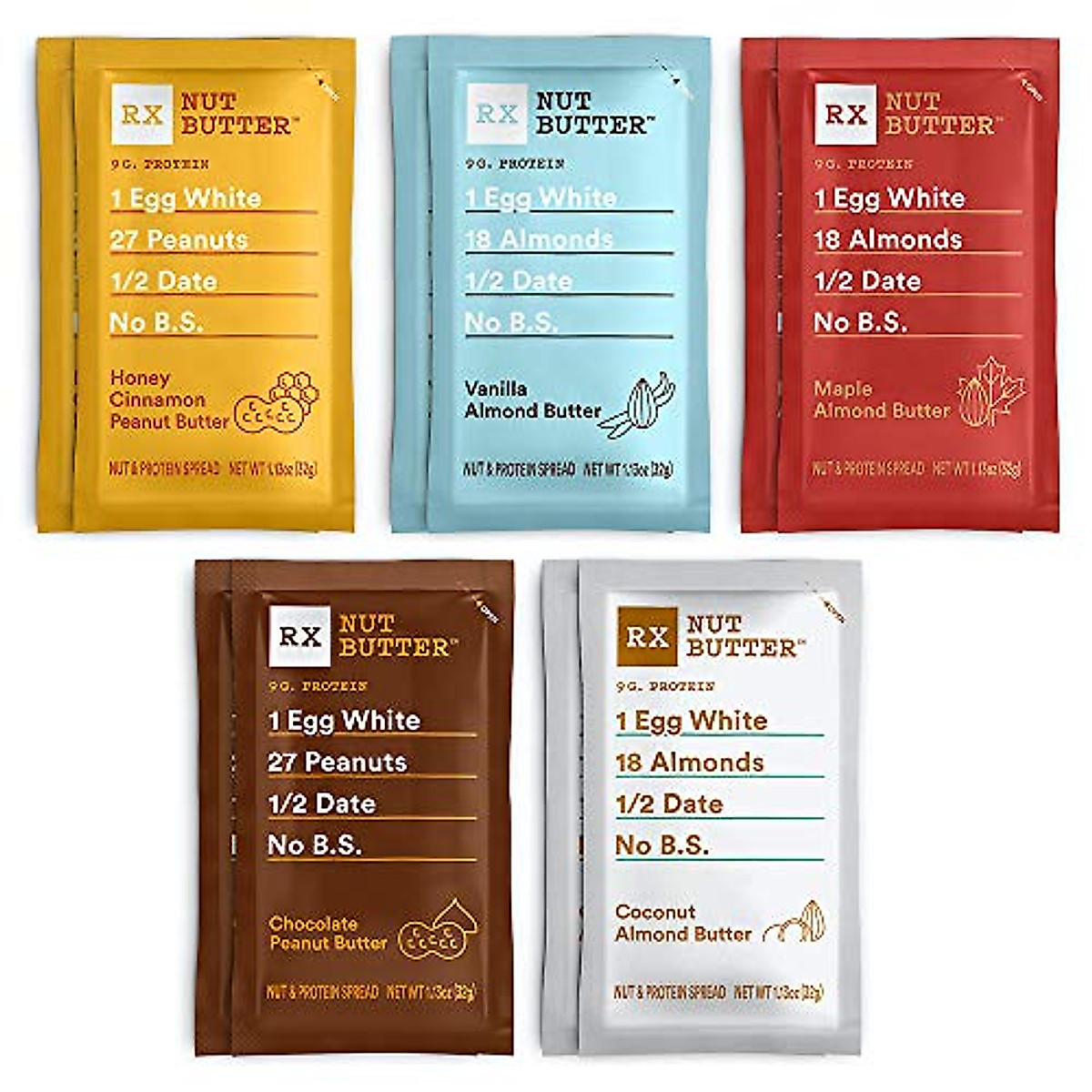 RX Nut Butter, Protein Snack, Lunch Snacks, Variety Pack (60 Packs)