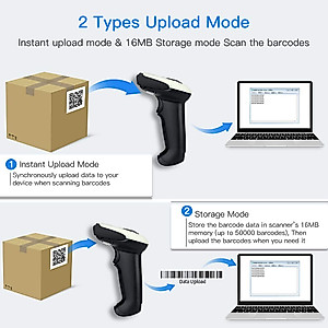 Eyoyo Wireless 2D QR Barcode Scanner with Stand, Bluetooth & 2.4G Wireless & USB Wired Handheld Barcode Reader with 1D 2D Screen Scanning Auto Sensing Connect Smart Phone Tablet PC