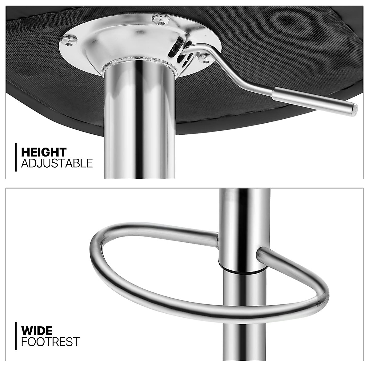 MoNiBloom Barstools Set of 2, Square PU Leather Adjustable Bar Stools with Back, Counter Height Swivel Stool, Barstools for Kitchen Counter, White