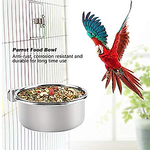 Parrot Feeding Bowls, Bird Cage Cups Holder - Stainless Steel Food and Water Dish, Bird Feeders with Clamp for Parakeet African Greys Conure Cockatiels Lovebird Budgie Chinchilla