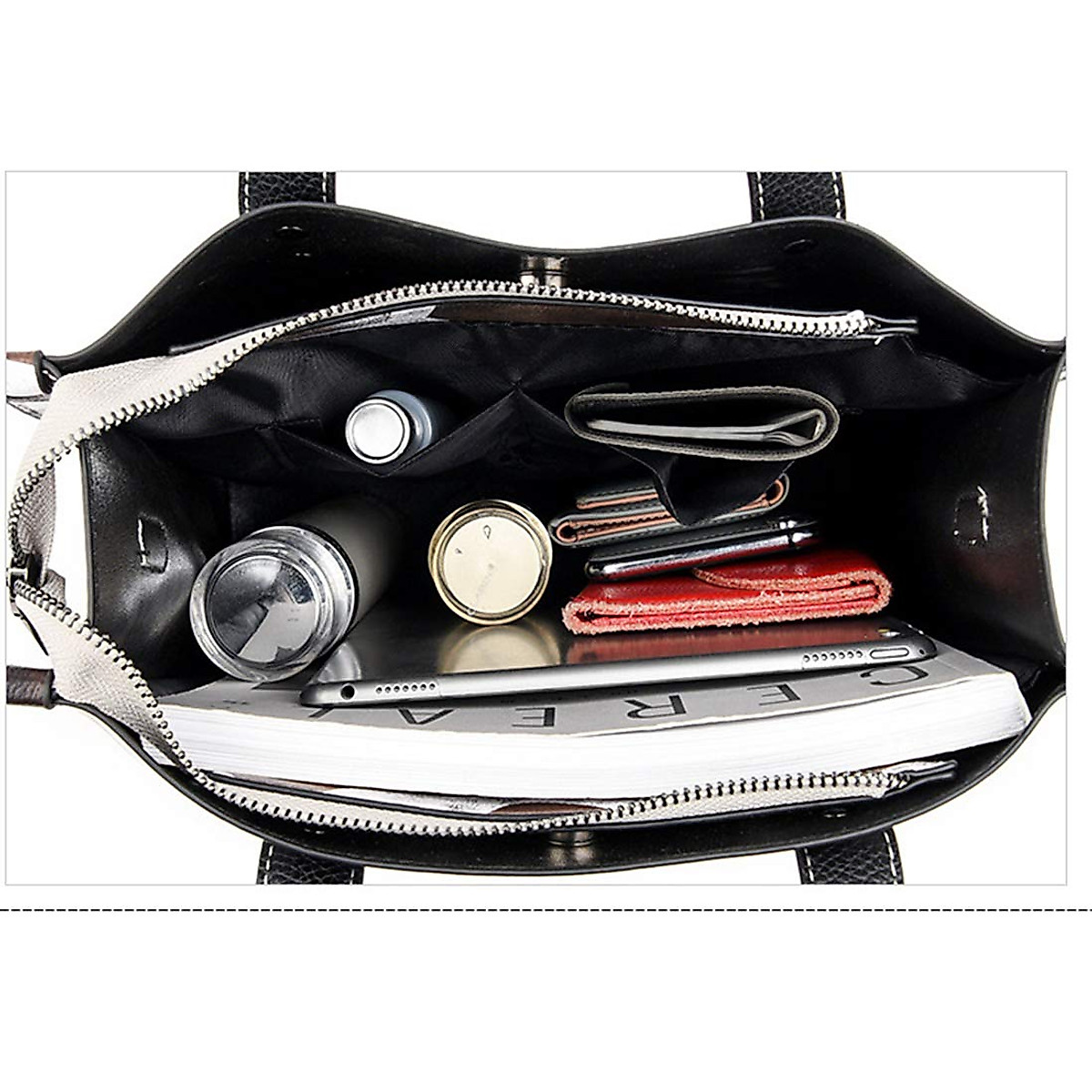 KOON Tote Bag for Women Zebra Print Cows Deer Pattern PU Shoulder Bag Purse Large Satchel Handbag for Work Travel Shopping