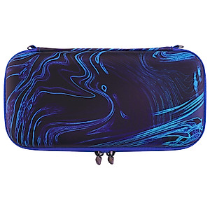 playvital Carrying Case for Nintendo Switch & Switch OLED, Portable Pouch Storage Handbag Travel Bag Protective Hard Case for Switch Console w/Thumb Grip Caps & 10 Game Card Slots - Blue Swirl