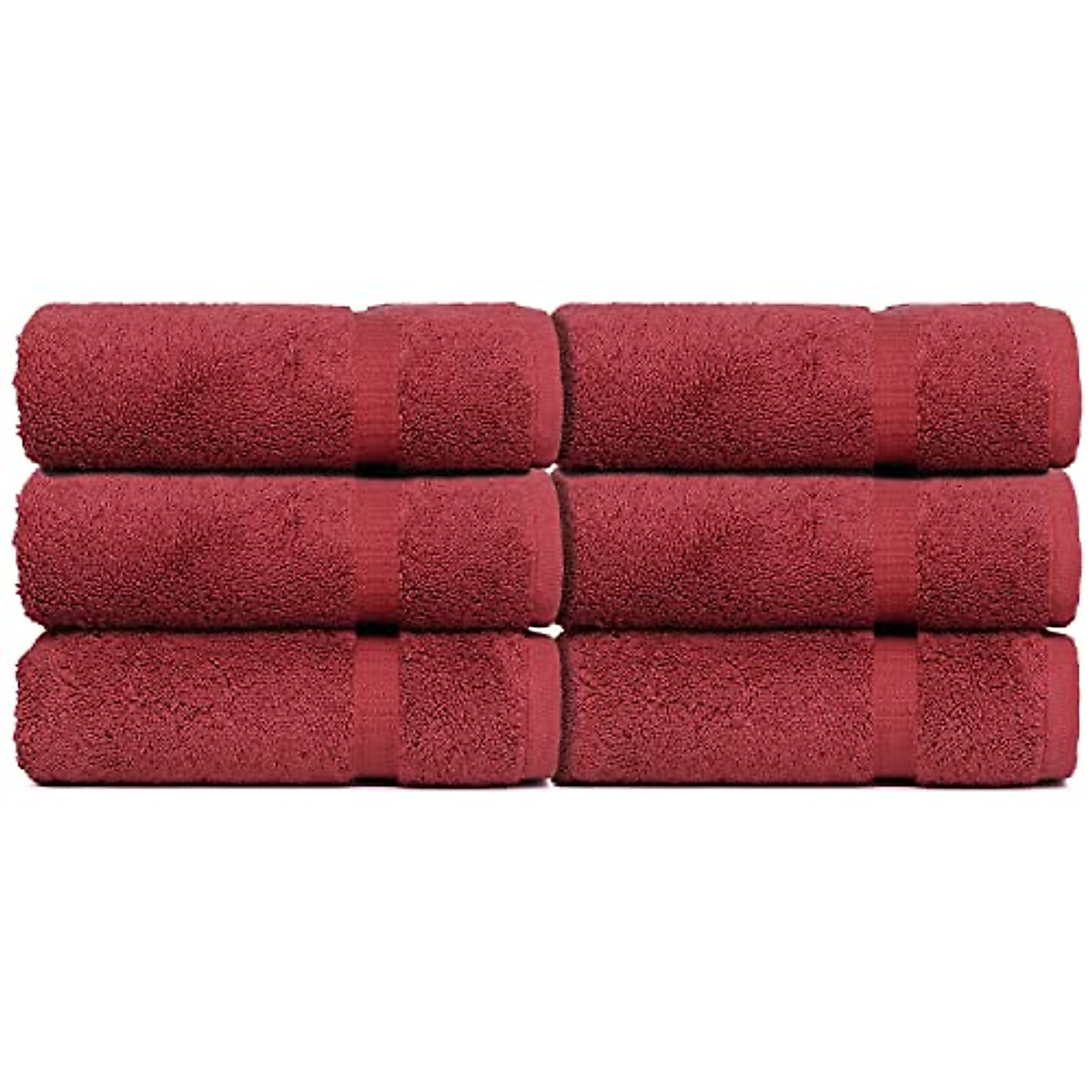 Luxury Hotel & Spa Collection, 100% Turkish Cotton 700 GSM Cloth, for Body wash, Makeup Remover & Facial Cleaning, Baby, face, Dobby Border Soft washcloths Towel Set 13" X 13", Cranberry, Set of 6