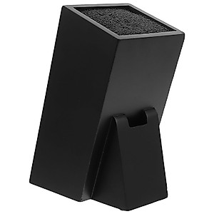 Luxshiny Wood Knife Block Without Knives Universal Kitchen Counter Knife Holder Knife Cutter Blocks Storage Organizer for Home Kitchen Restaurant Black