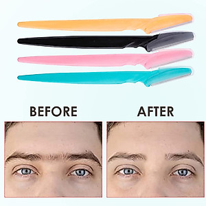 Eyebrow Razor,Eyebrow Hair Trimmers,Eyebrow Razor Shaver Blade, Eye Brow Shaper Face Razor Facial Hair Remover Tools,24PCS,(Pink+Blue+Yellow+Black),Travel Essentials