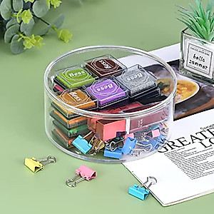 Dayaanee Round Acrylic Box with Lid, 2 Pack Clear Round Organizer Container Acrylic Circle Box with Lid, 5.9” Storage Boxes for Candy,Pill, Nails, Beads and Tiny Jewelry