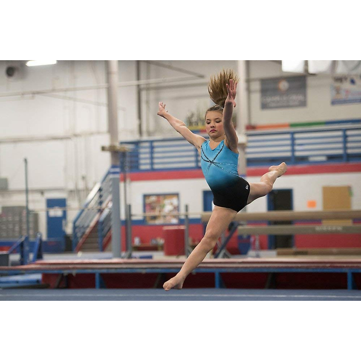 GK Glitz & Glam Gymnastics Leotard - Child Large,blue