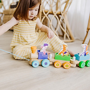 Melissa & Doug First Play Wooden Rocking Farm Animals Pull Train