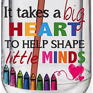 Cypress Home Teacher Appreciation 20 oz Gift Mug It Takes A Big Heart To Help Shape Little Minds | Red | Double Wall Insulated Mason Jar With Straw | 6.25-in Tall x 5-in Wide