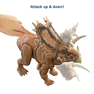 Mattel Jurassic World Camp Cretaceous Mega Destroyers Pentaceratops Dinosaur Action Figure, Toy with Movable Joints, Attack and Breakout Feature