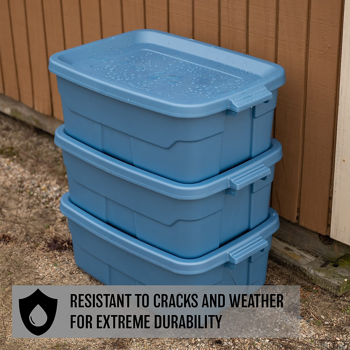 CX Rugged Tote, 10-Gallon Rugged Storage Container & Standard Snap Lid, (8.8”H x 24.2”W x 16.2”D), Stackable Organization Tote [4 Pack]