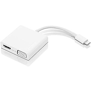 Lenovo USB-C 3-in-1 Travel Hub, 4K HDMI, VGA, USB 3.0, Plug and Play, Only 0.08 lbs, GX90T33021, White