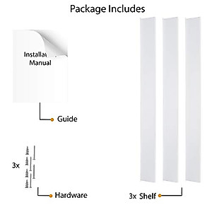 Wallniture Metallo Floating Shelves for Wall, 46" Kids Bookshelf for Toddler Toys, Nursery Room Decor, White Picture Ledge Aluminum Rust Free Material Set of 3