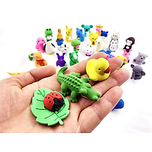 Animal Erasers Desk Pet 40 Pack 3D Animal Erasers for Kids Cute Fun Puzzle Erasers for Students School Supplies Prize Gifts Party Favors